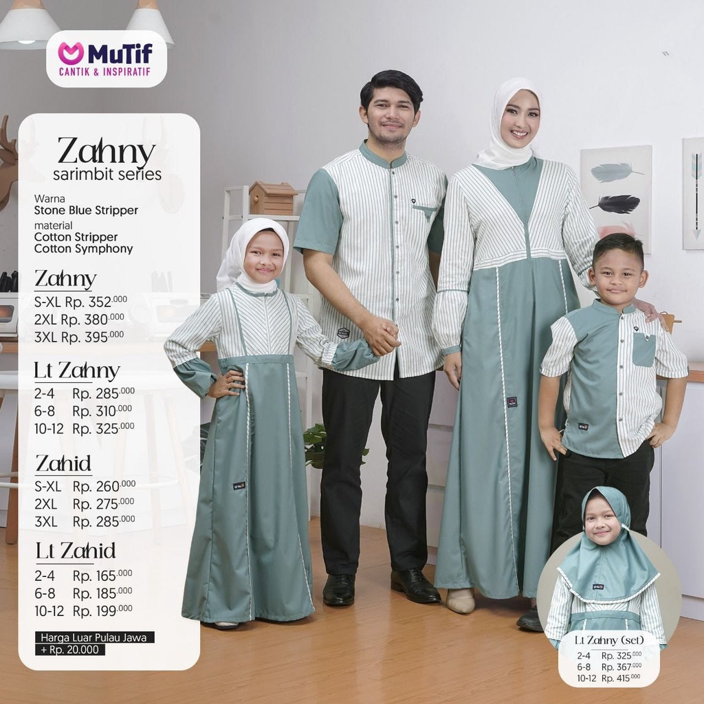 Jual Sarimbit Mutif 2023 / Sarimbit Zahny Stone Blue Stripper / Gamis ...