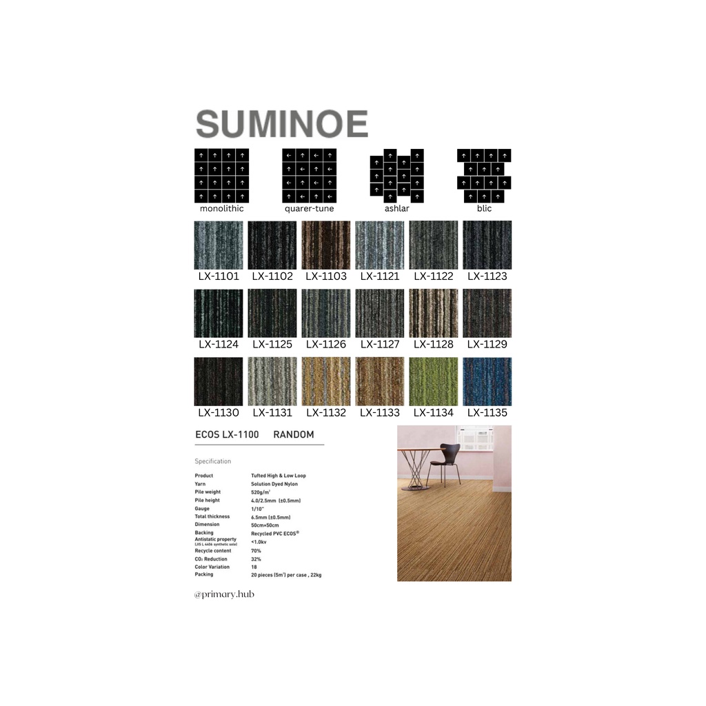 Jual Karpet Lantai / Carpet Tile Luxury SUMINOE JAPAN ECOS LX | Shopee ...