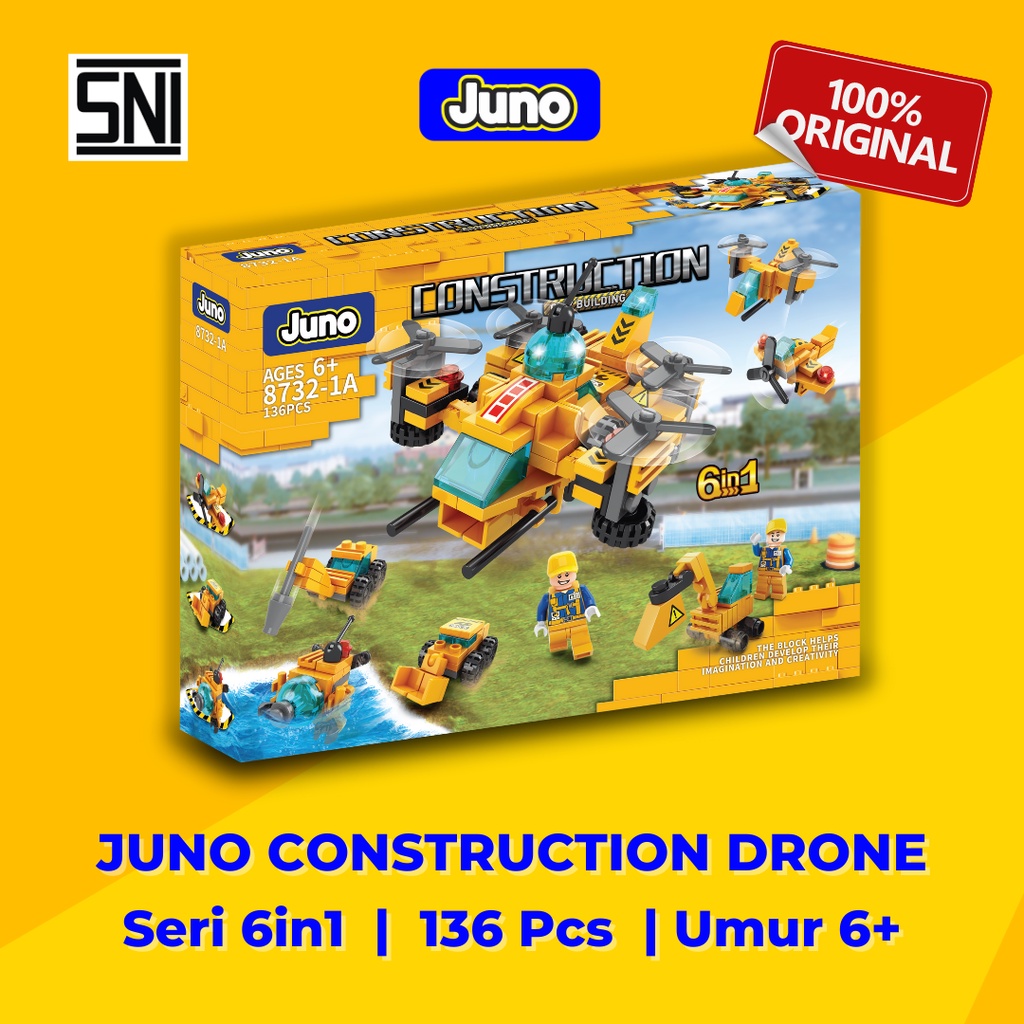 Jual Juno 8732-1A Construction Drone 6in1 | Mainan Bricks / Balok Drone Helicopter 6in1 | Shopee ...