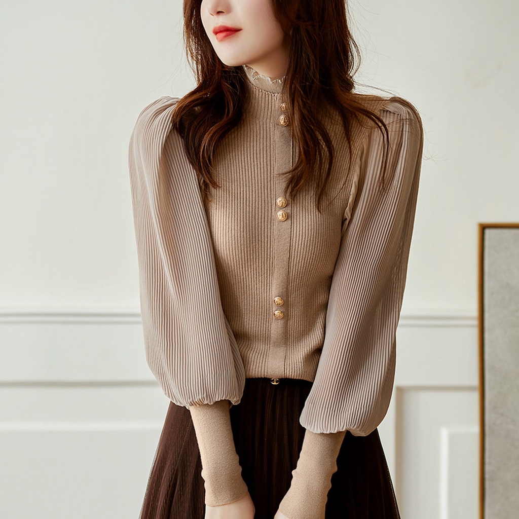 Jual AJW Turtleneck Korean Style Atasan Rajut Import Lengan Panjang Mewah dan Elegan XP | Atasan ...