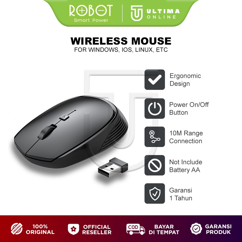 Jual ROBOT Mouse Wireless M205 Optical 2.4Ghz 16000DPI Original (New M200) | Shopee Indonesia
