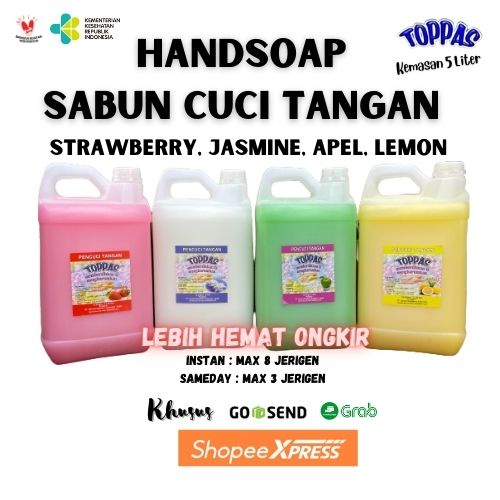 Jual Toppas Sabun Cuci Tangan 5 Liter Handsoap 5 Liter ( Apel, Jasmine ...