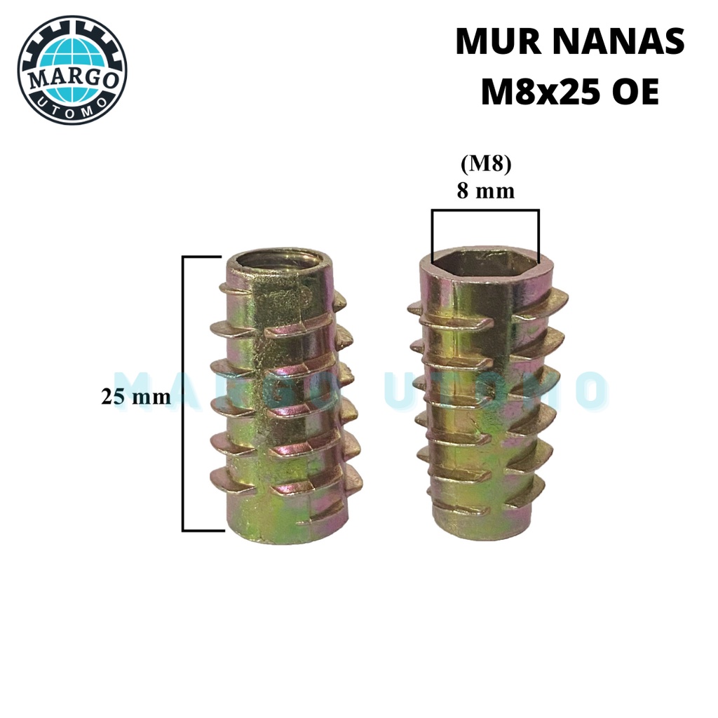 Jual Mur Nanas Mur Tanam M8x25 OE Kunci L8 | Shopee Indonesia