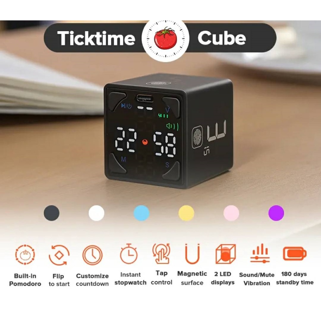 Jual TICKTIME CUBE Pomodoro Timer AlatProduktivitas Kerja Belajar Masak Gym | Shopee Indonesia