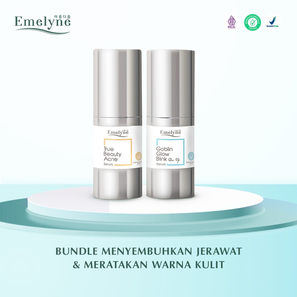 Jual EMELYNE BEAUTY True Beauty Acne Serum 20 ml & Goblin Glow Blink Serum 20 ml | Shopee Indonesia