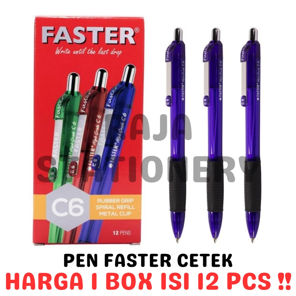 Jual PEN FASTER C6 CETEK HITAM BIRU PENA PULPEN FASTER BLACK BLUE ...