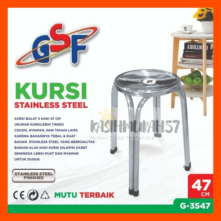 Jual KURSI STAINLESS STEEL 47CM GSF G-3547 / KURSI BULAT STAINLESS ...