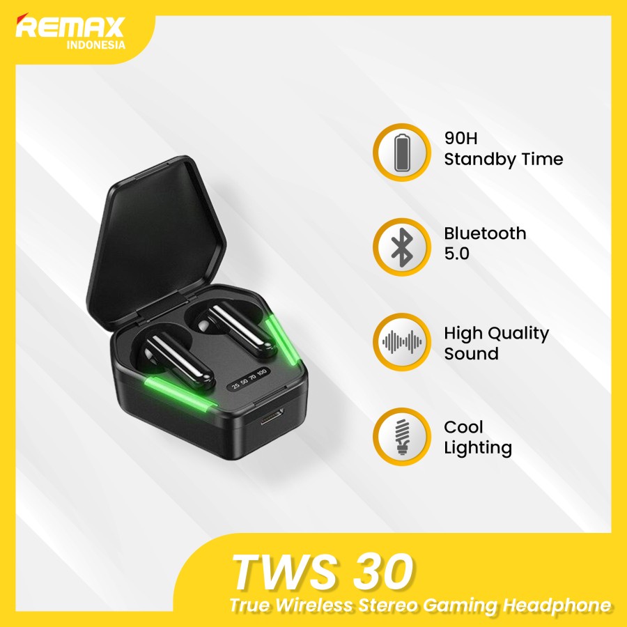 Jual Remax TWS-30 True Wireless Stereo Gaming Headphone Black | Shopee Indonesia