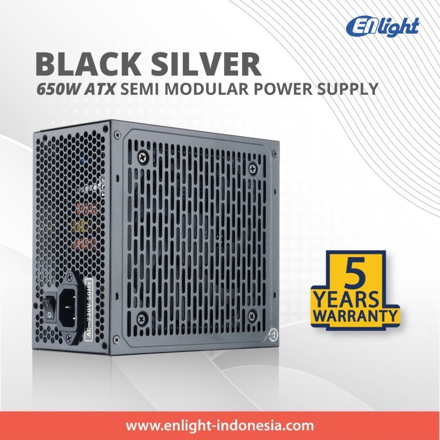 Jual PSU ENLIGHT 650 WATT BLACK SILVER 80+ BRONZE Semi MODULAR - PSU ...