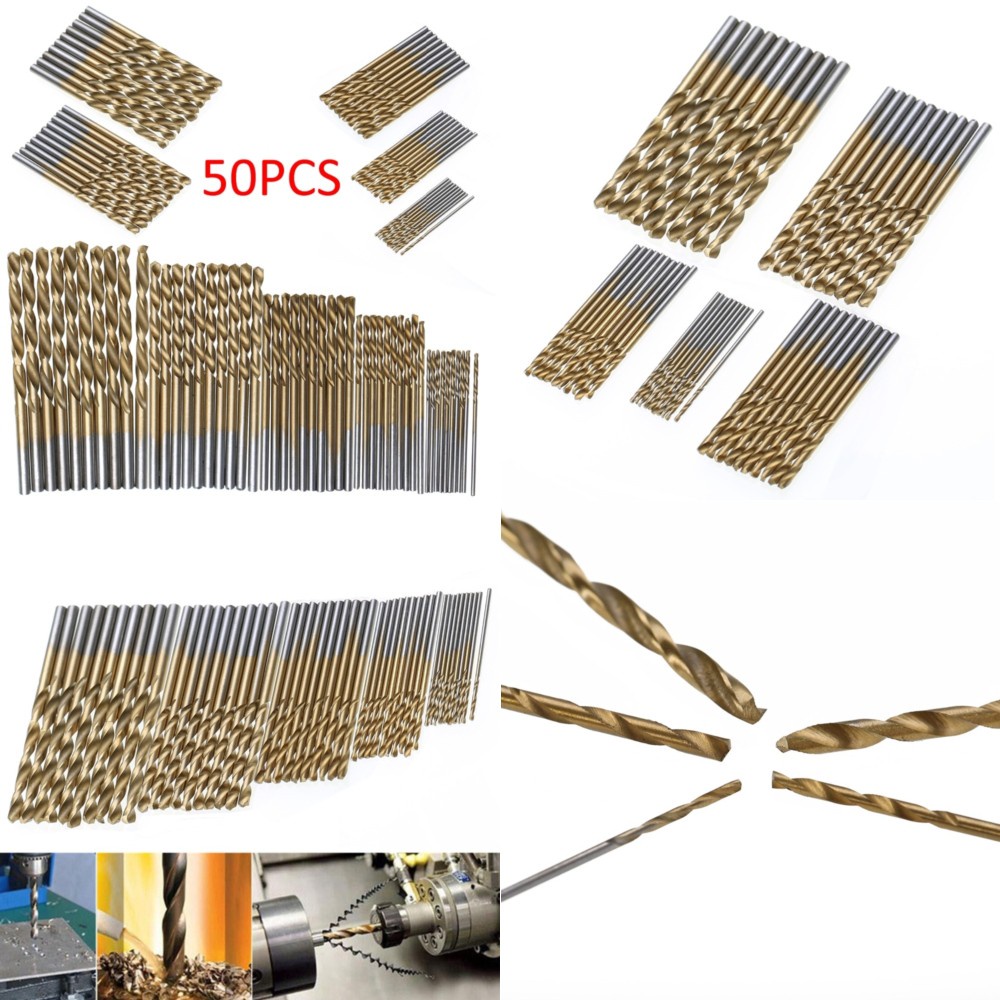 Jual 50 PCS Mata Bor Power Drill Bits Titanium Coated Set Mata Bor Besi ...