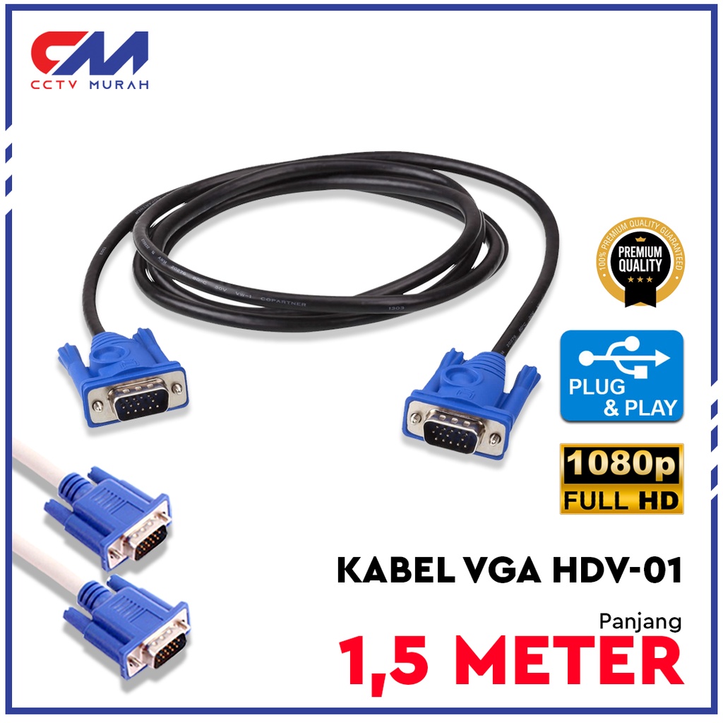 Jual Kabel VGA Thunderin VG-105 Biru - Panjang 1,5 Meter | Shopee Indonesia