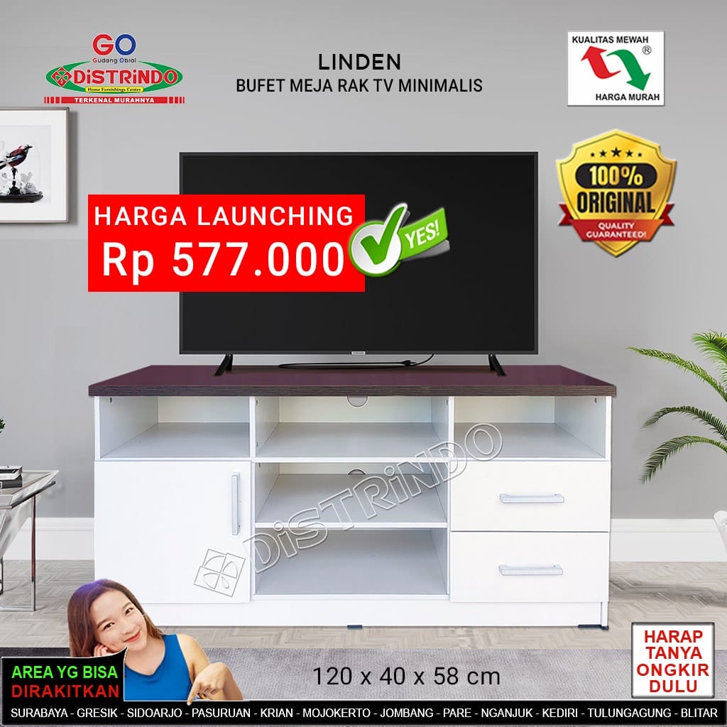 Jual Bufet Meja Rak TV Minimalis Bahan Full Papan Tebal Rel Laci Besi ...