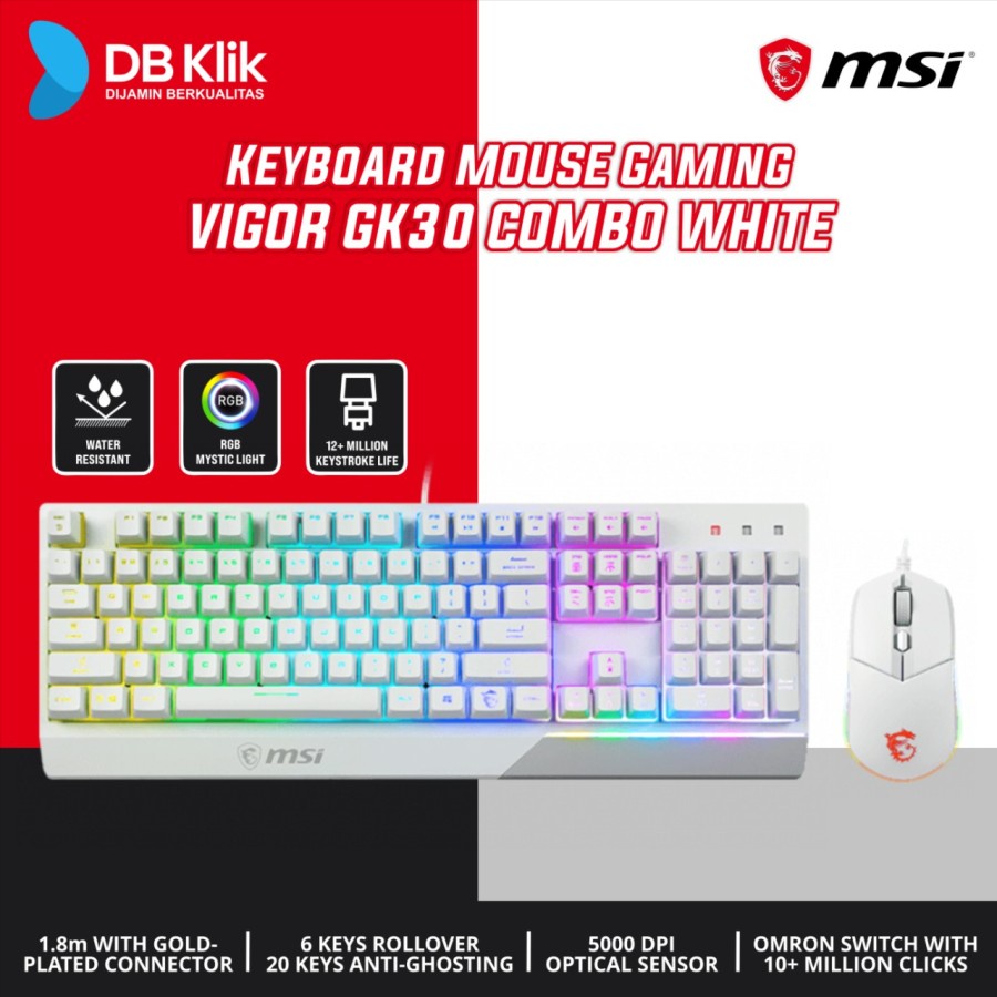 Jual Keyboard Mouse Gaming MSI VIGOR GK30 Combo Wired 5000DPI | Shopee ...