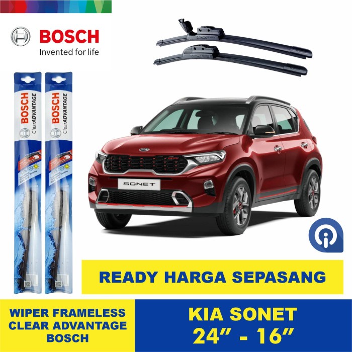 Jual Wiper Blade Frameless Kia Sonet Bosch Ukuran 16 Dan 24 Inch ...