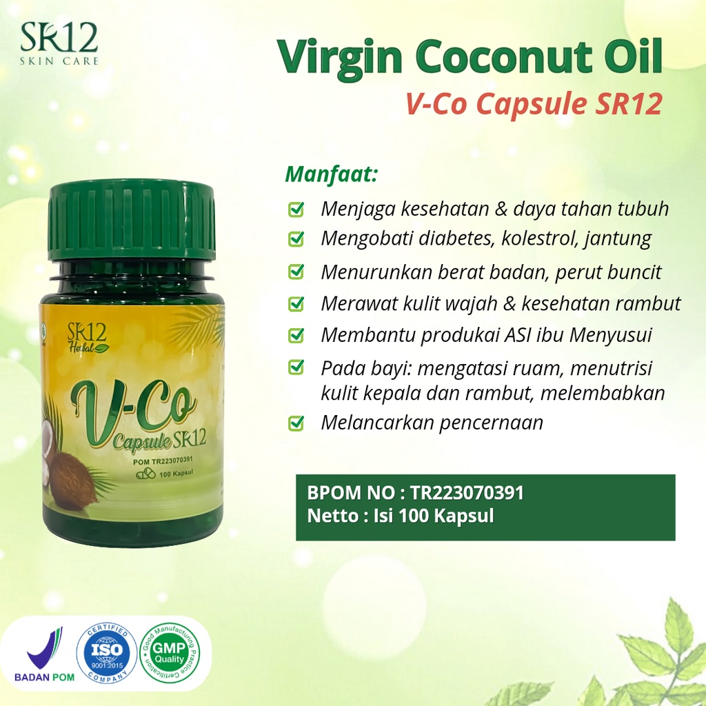 Jual V-Co Capsule SR12 Isi 100 VCO Oil Untuk Kesehatan dan Kecantikan ...