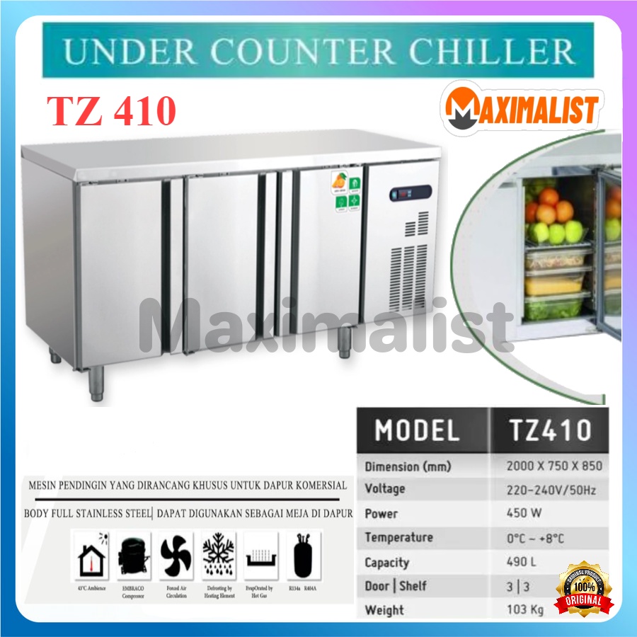 Jual CROWN TZ-410 Undercounter Chiller 3 Pintu / CROWN TZ-400 ...