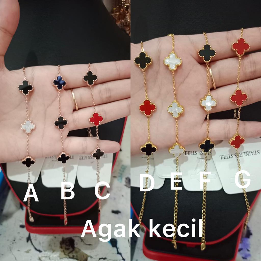Jual TITANIUM GELANG TANGAN PERHIASAN WANITA DEWASA CLOVER BUNGA KECIL ...