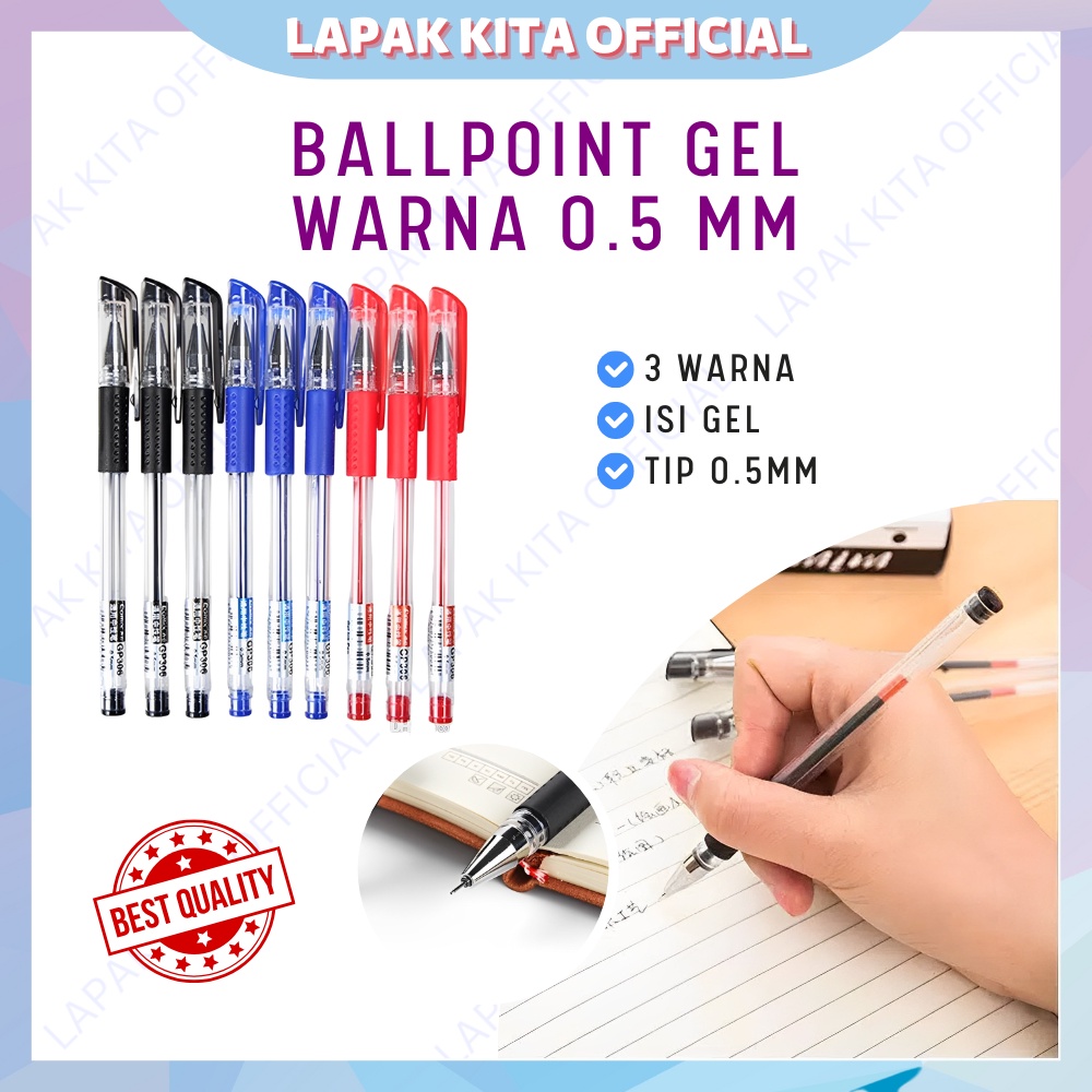 Jual Ballpoint gel murah warna merah biru hitam pulpen ekonomis ...