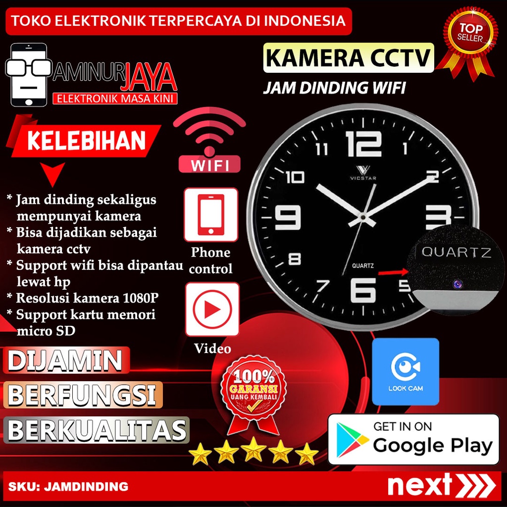 Jual Hidden Spycam Camera CCTV Mini Wifi Wireless Bentuk Jam Dinding ...