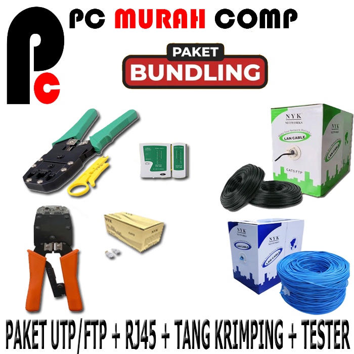 Jual PAKET BUNDLING KABEL LAN FTP/UTP PLUS LAN TESTER PLUS RJ45 PLUS ...