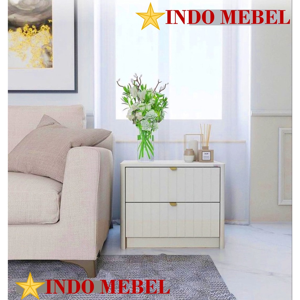 Jual BEDSIDE TABLE / MEJA NAKAS MINIMALIS WARNA PUTIH MUNICH NK60 ...