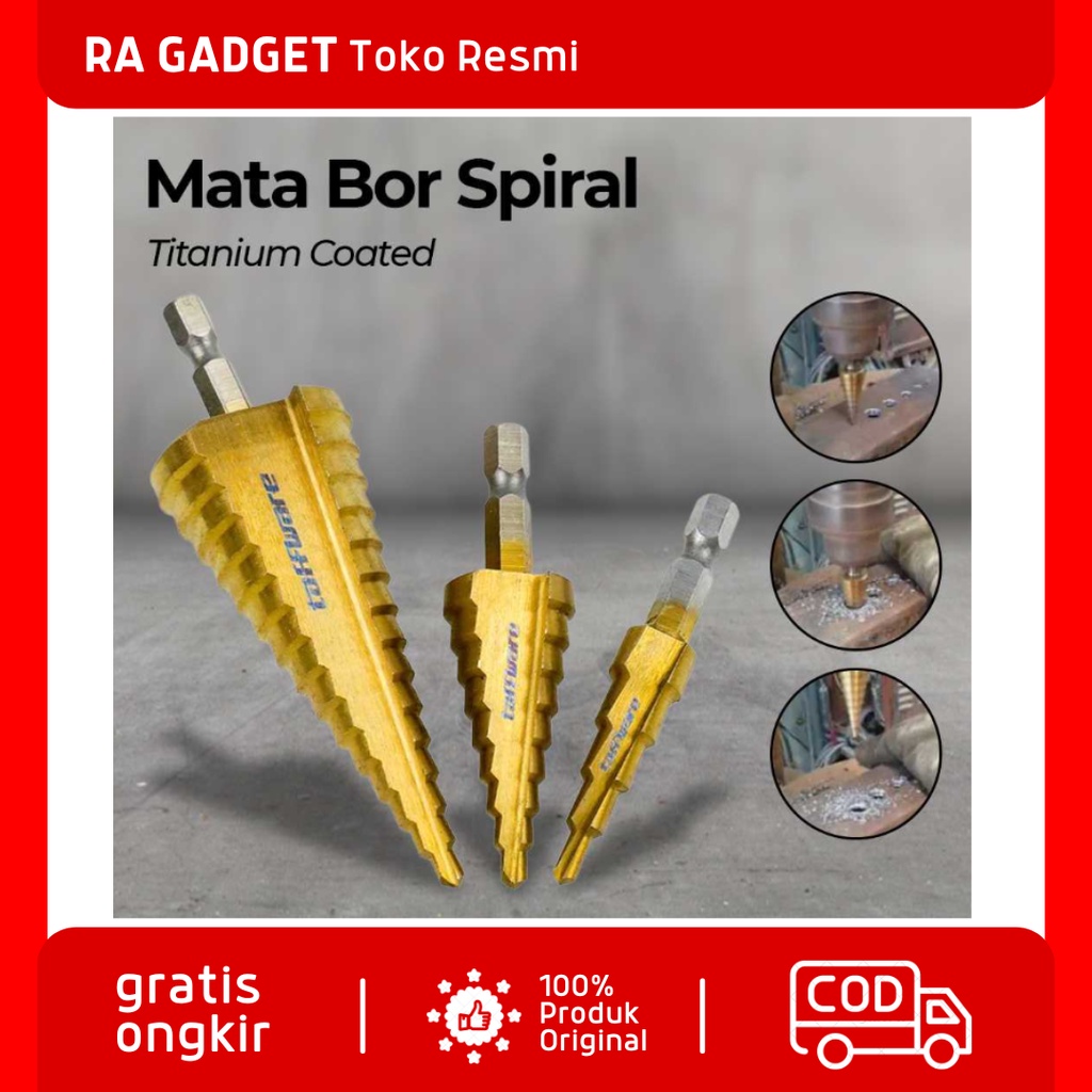 Jual Mata Bor Spiral Titanium Baja Pagoda Hss Steel Coated 3PCS / Mata ...