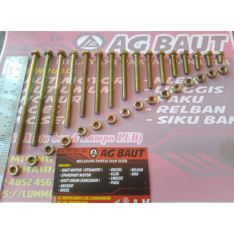 Jual Baut Mur Kuning M6x20 (2 cm) / Baut 10 Kuning / BMK / Baut Hex ...