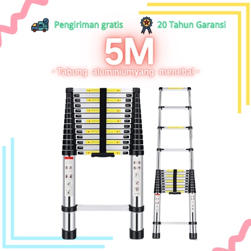 Jual Teleskopik Lipat aluminium tangga telescopic ladder 5M | Shopee ...