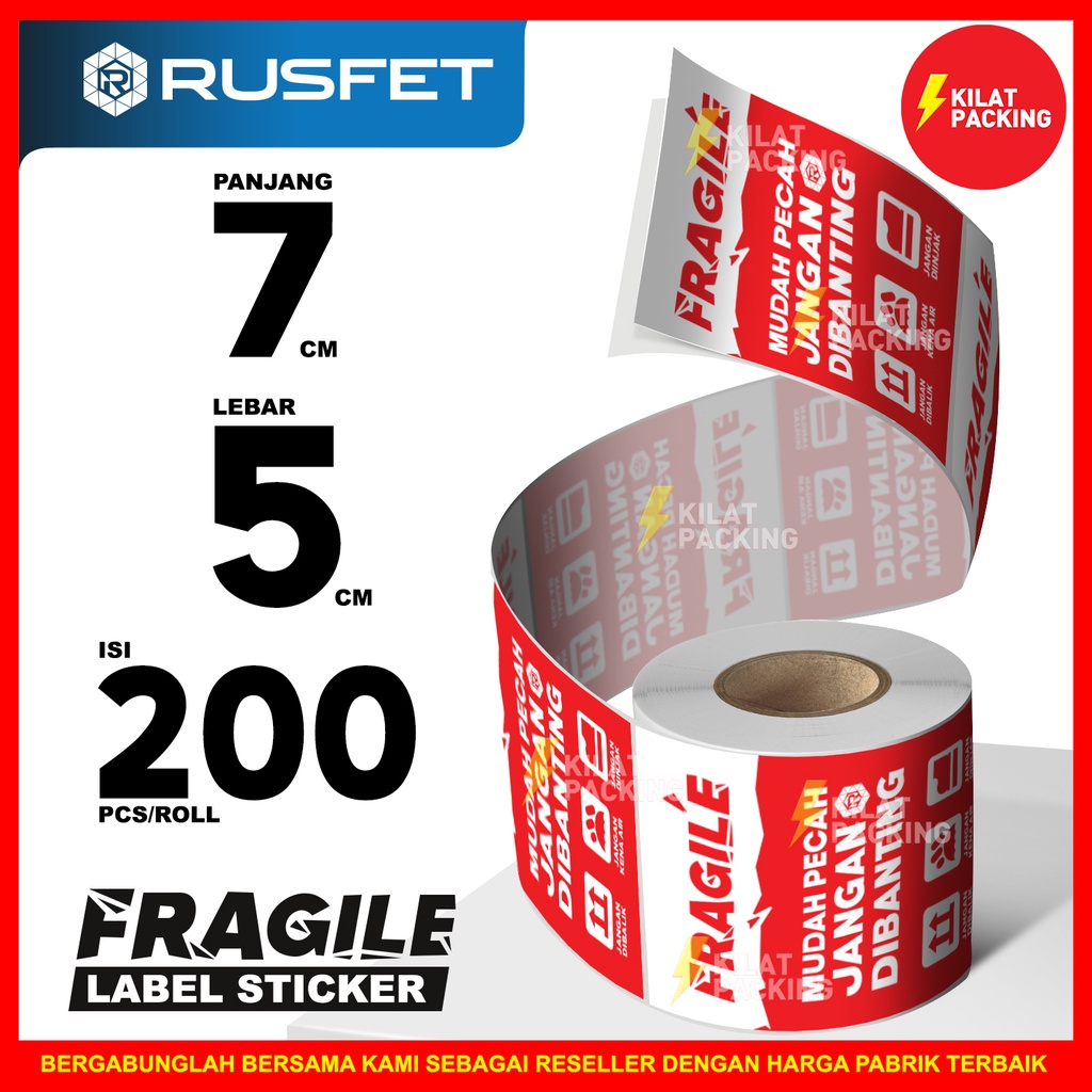 Jual Stiker fragile jangan di banting 7cm x 5cm stiker label pengiriman ...