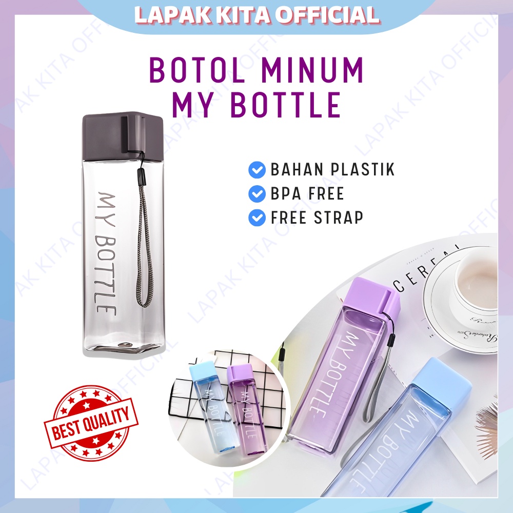 Jual Botol air minum plastik aesthetic food grade my bottle BPA free dengan tali strap | Shopee ...