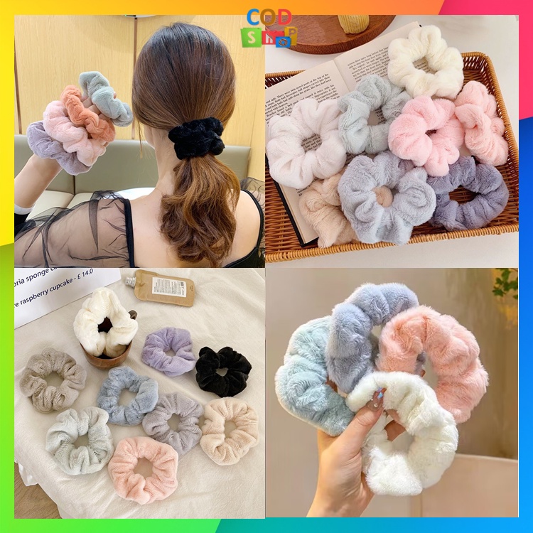 Jual COD - F5723 Ikat Rambut Scrunchie Korea / Kunciran Cepol Rambut ...