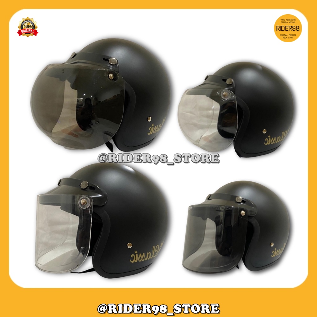 Jual Helmets Sepeda Motor Half Face Retro Full Leher Murah Standar Sni ...