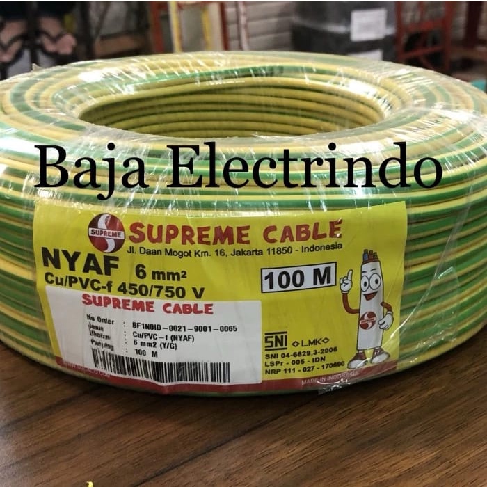 Jual Kabel Grounding Serabut NYAF 6mm SUPREME @100m Kabel NYAF 1x6mm 1x6 mm 1 x 6 mm | Shopee ...