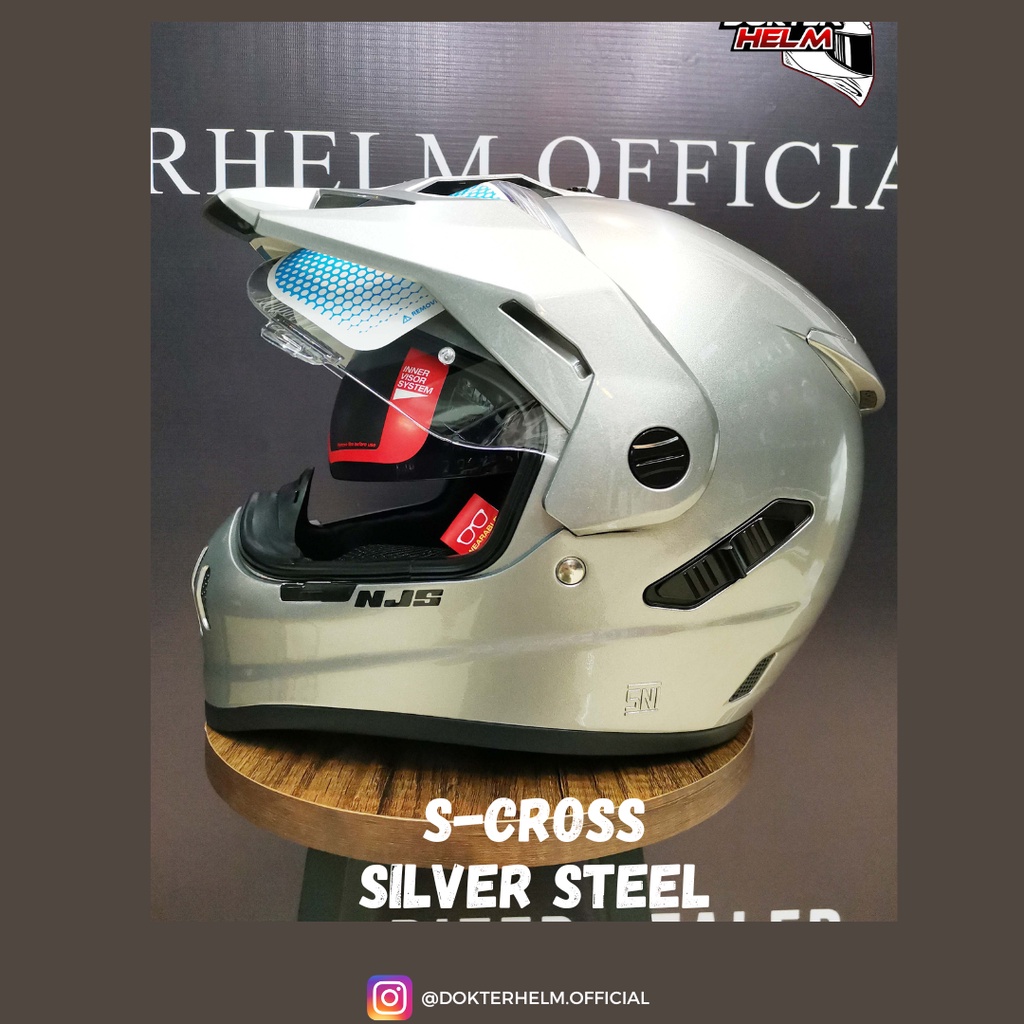 Jual HELM NJS S-CROSS SOLID S CROSS SCROSS WHITE | Shopee Indonesia