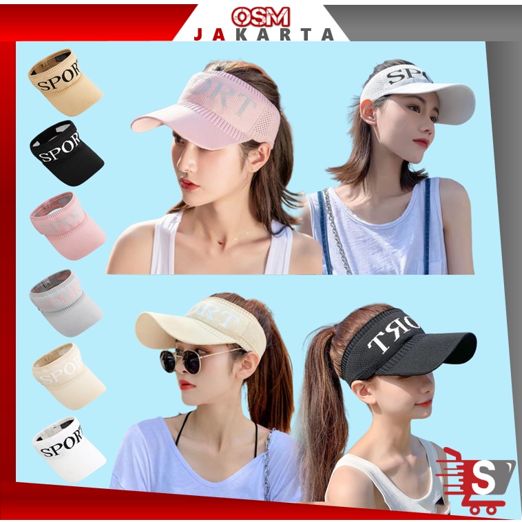 Jual OSM JKT T5251 Topi Golf Tennis Rajut Katun Elastis / Topi Letter SPORT / Visor Hat / Topi ...