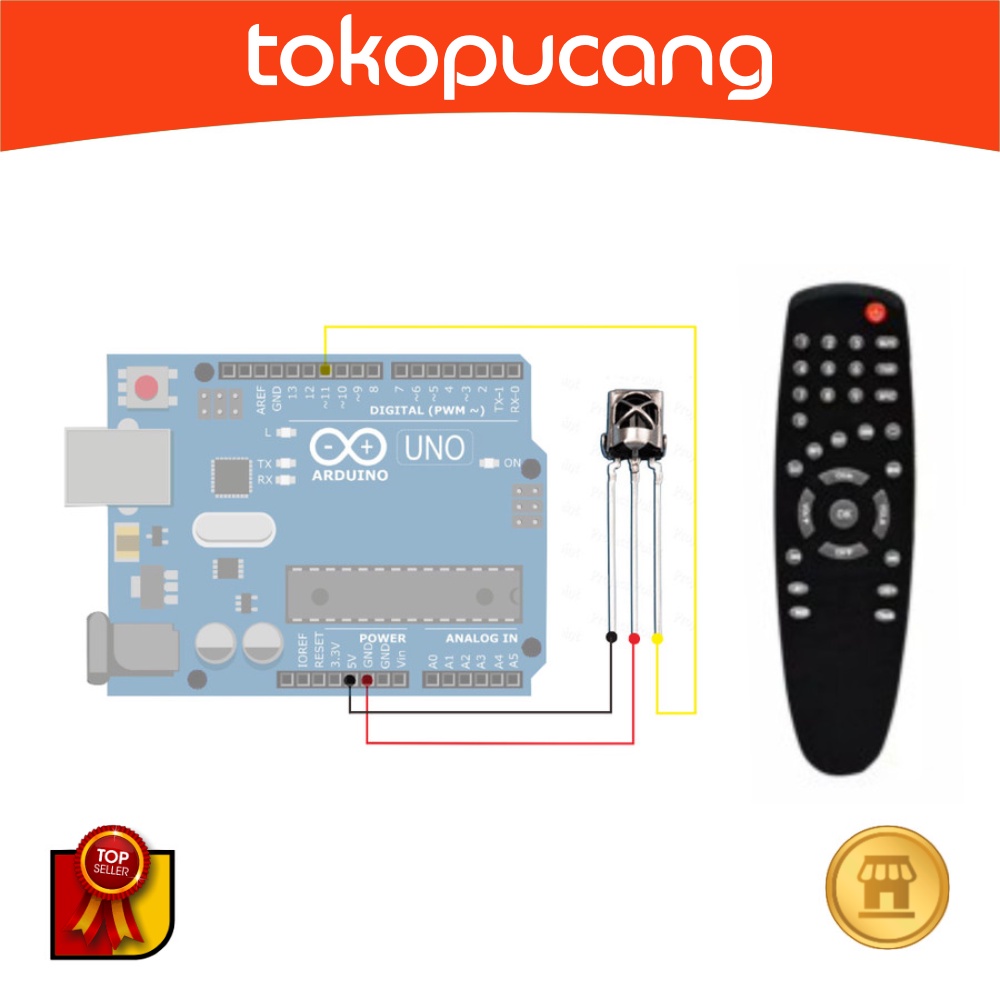 Jual Remote + ir infrared receiver Tl1838 NEC Arduino digital parabola ...