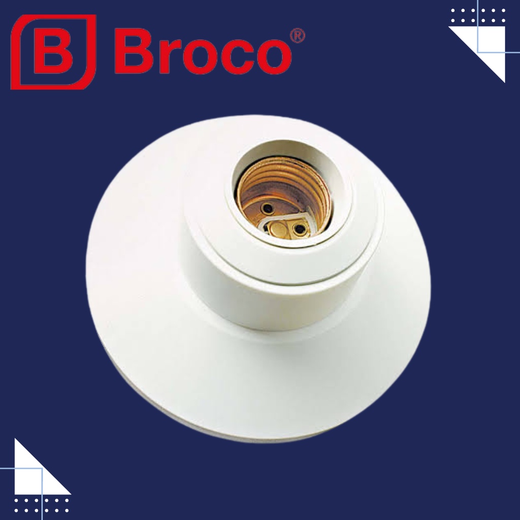 Jual BROCO FITTING PLAFON LAMPU E27 LUX BULAT PUTIH 12101 / BROCO ...
