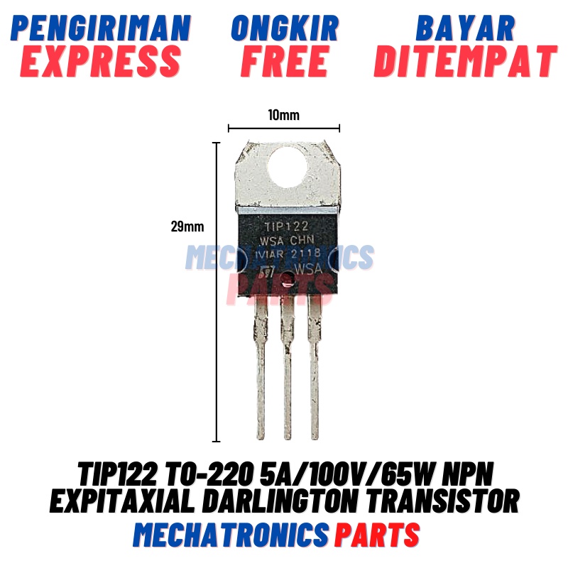 Jual TIP122 TO 220 5A 100V 65W NPN EXPITAXIAL DARLINGTON TRANSISTOR | Shopee Indonesia