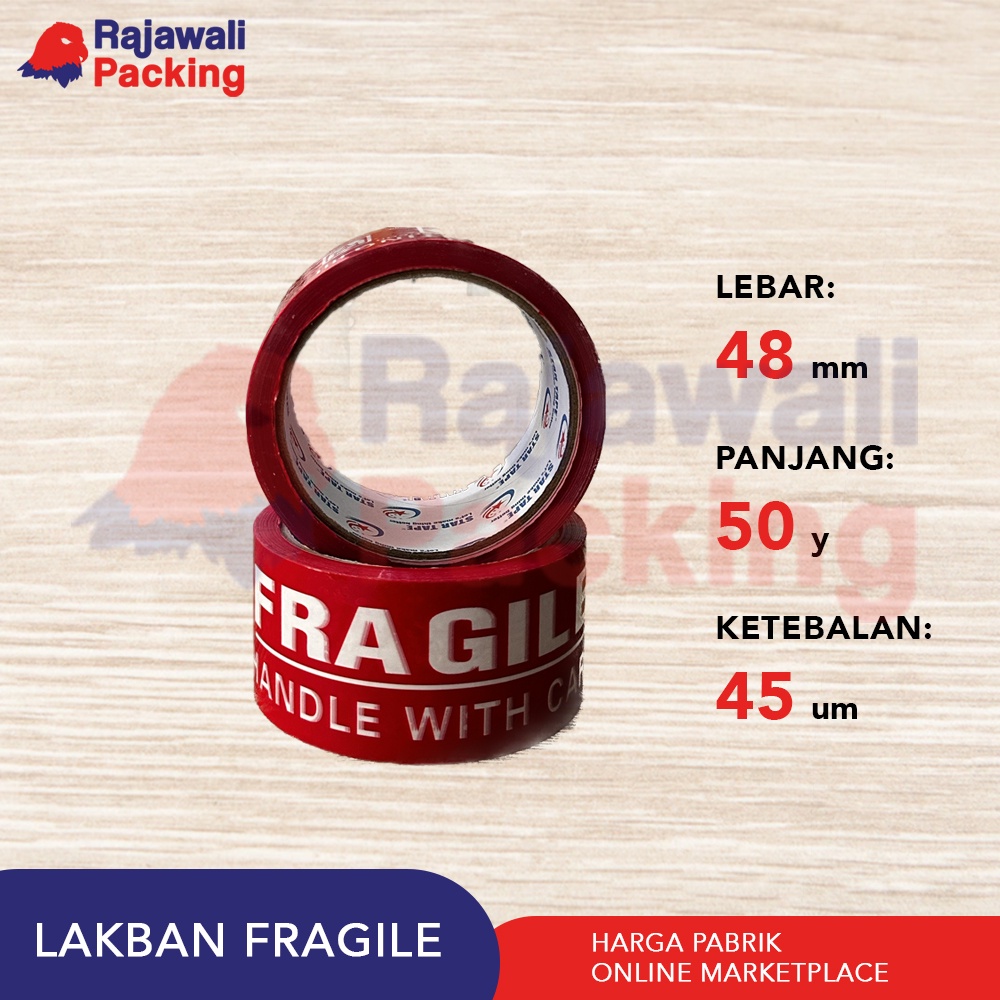 Jual Lakban Fragile Merah 2" (48mm x 50yard) | Shopee Indonesia