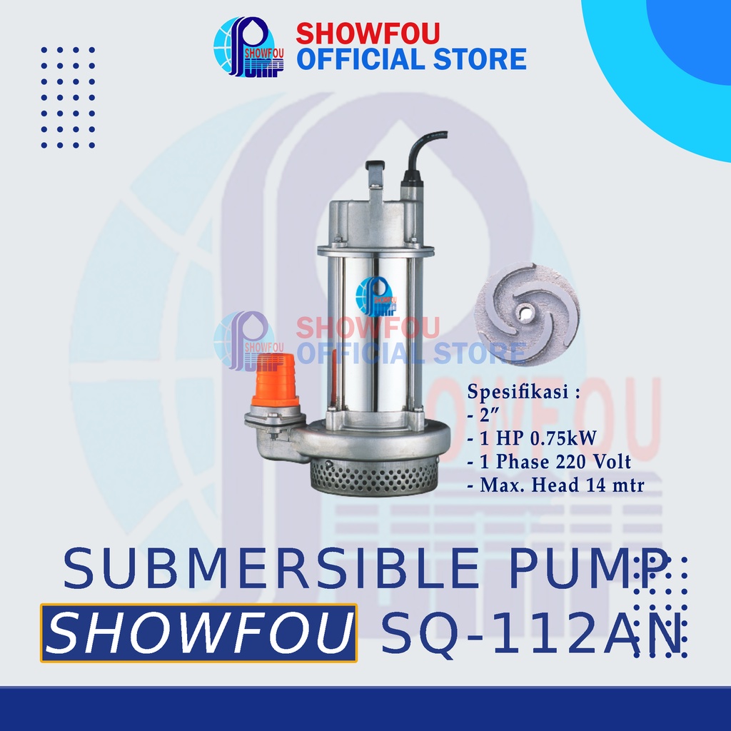 Jual SHOWFOU PUMP Submersible SQ 112AN 2 Inch 1 HP 0,75 KW | Shopee ...