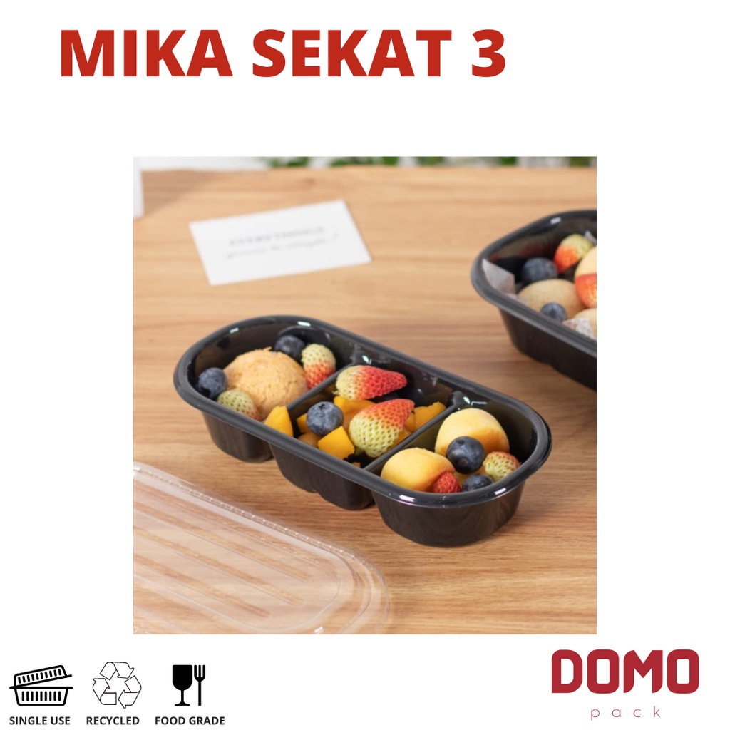 Jual Tray Mika Hitam Kotak Makan sekat 3 isi 10 / mika banchan / mika ...