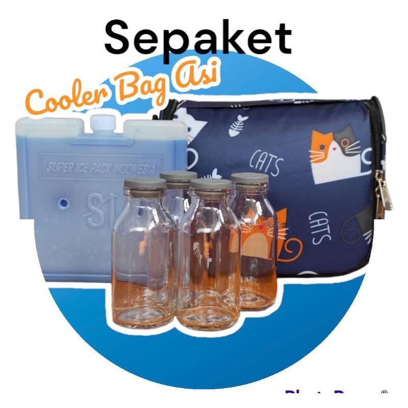 Jual Tas Asi Cooler Bag Asi SEPAKET 4 botol asi + 500ml ice pack gel ...