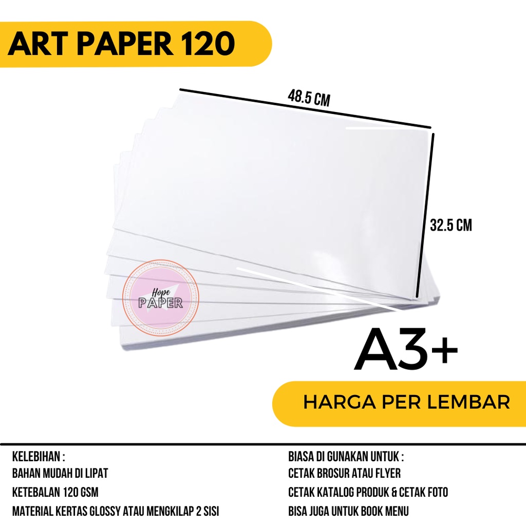 Jual Kertas Art Paper A3+ 120 gsm isi per lembar / Kertas Art Paper 120 gsm A3+ | Shopee Indonesia