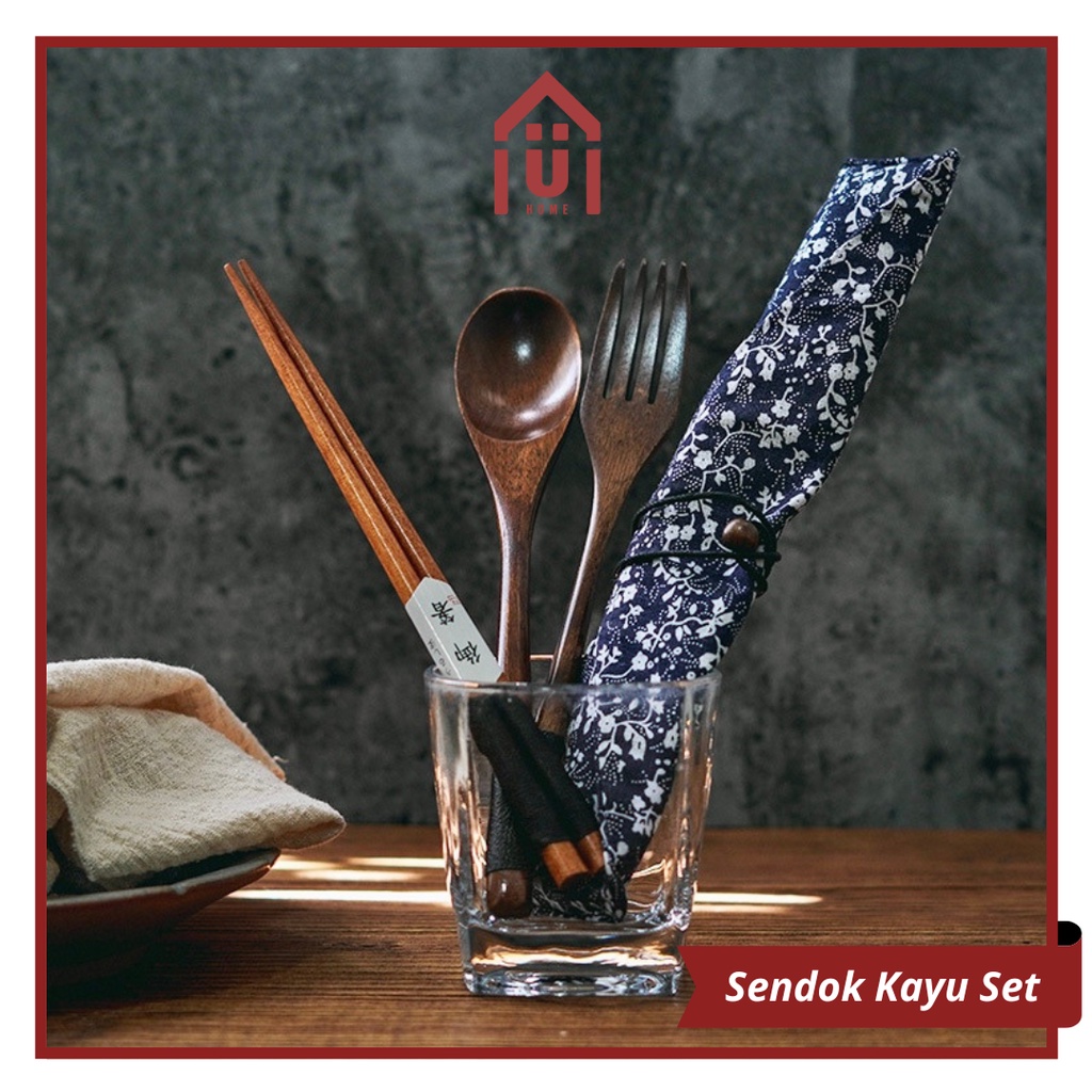Jual UNISO - 4 IN 1 SET SENDOK GARPU SUMPIT KAYU SET ALAT MAKAN JEPANG ...