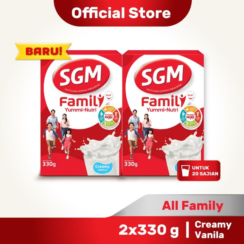 Jual SGM FAMILY 330 gr x 2 Yummi Nutri Creamy Vanila, Susu untuk ...