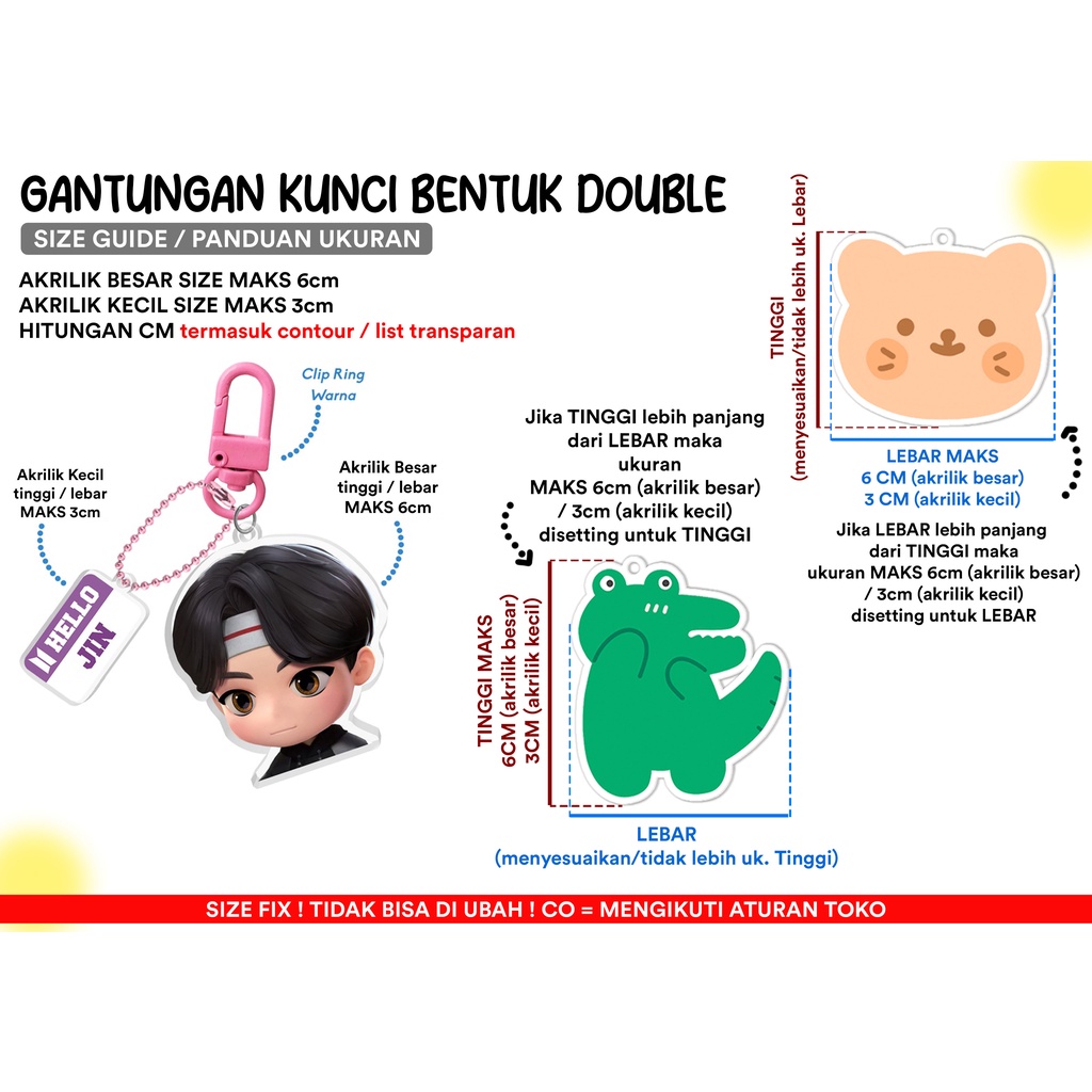 Jual Ganci Akrilik Rainbow Clip Ring Gambar KPOP BTS Tiny Tan / Custom Print UV Double Akrilik ...