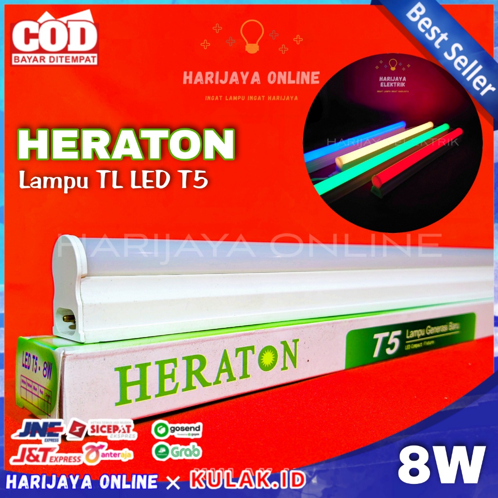 Jual HERATON LAMPU TL T5 LED 8 WATT SET TUBE LIGHT NEON LAMP ETALASE PLAFON | Shopee Indonesia