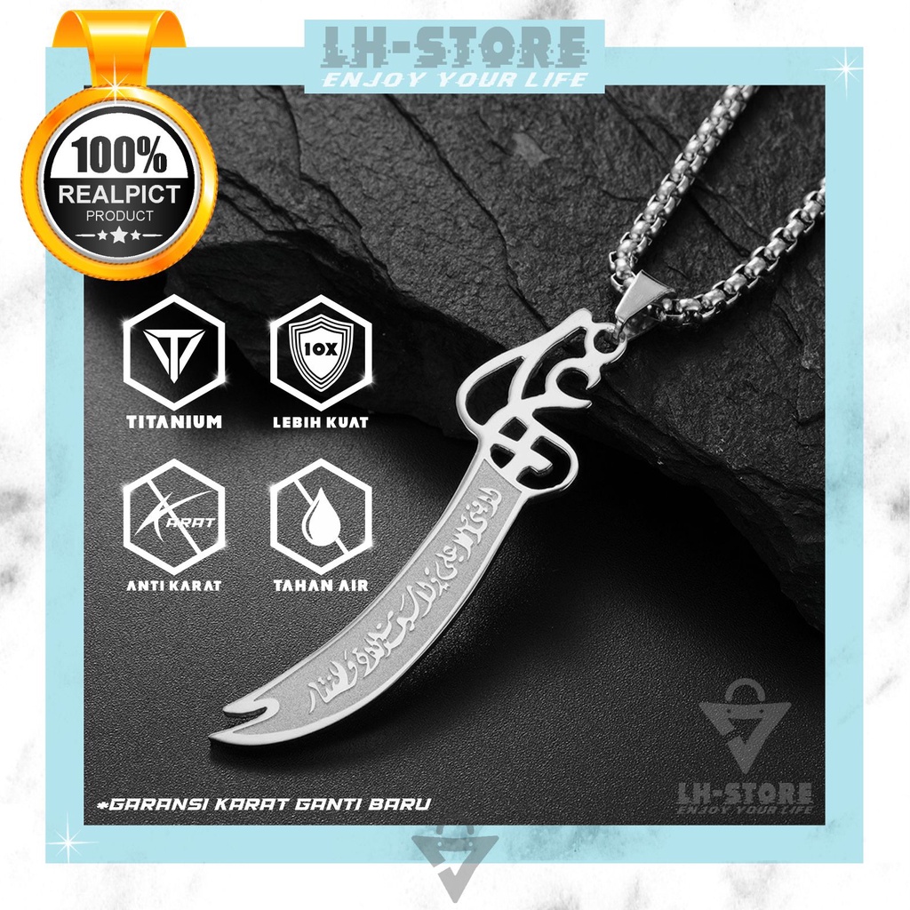 Jual Kalung Titanium Liontin Pedang Imam Ali Zulfikar Kaligrafi Arab ...