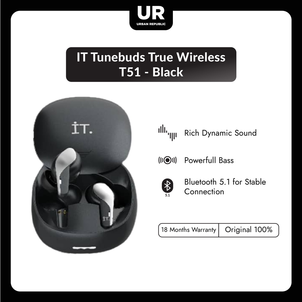 Jual IT Tunebuds True Wireless T51 - Black | Shopee Indonesia