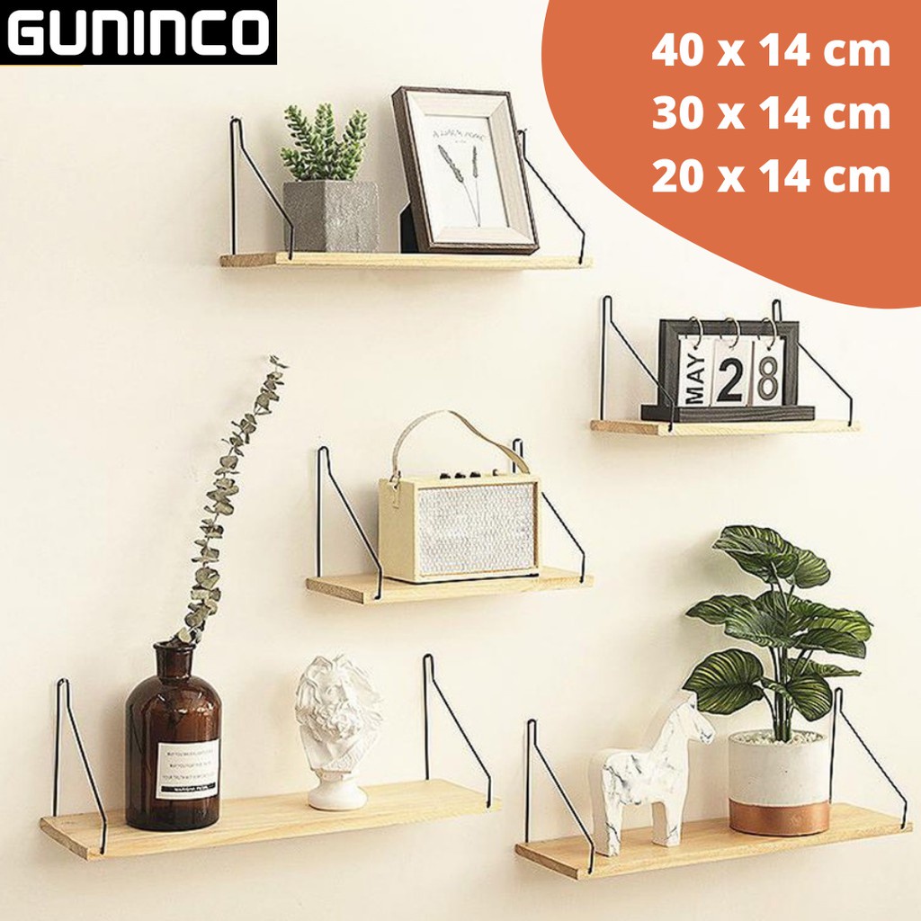 Jual [Stringlight] RAK DINDING MINIMALIS RAKA Tempel Rak Buku Kayu Besi ...